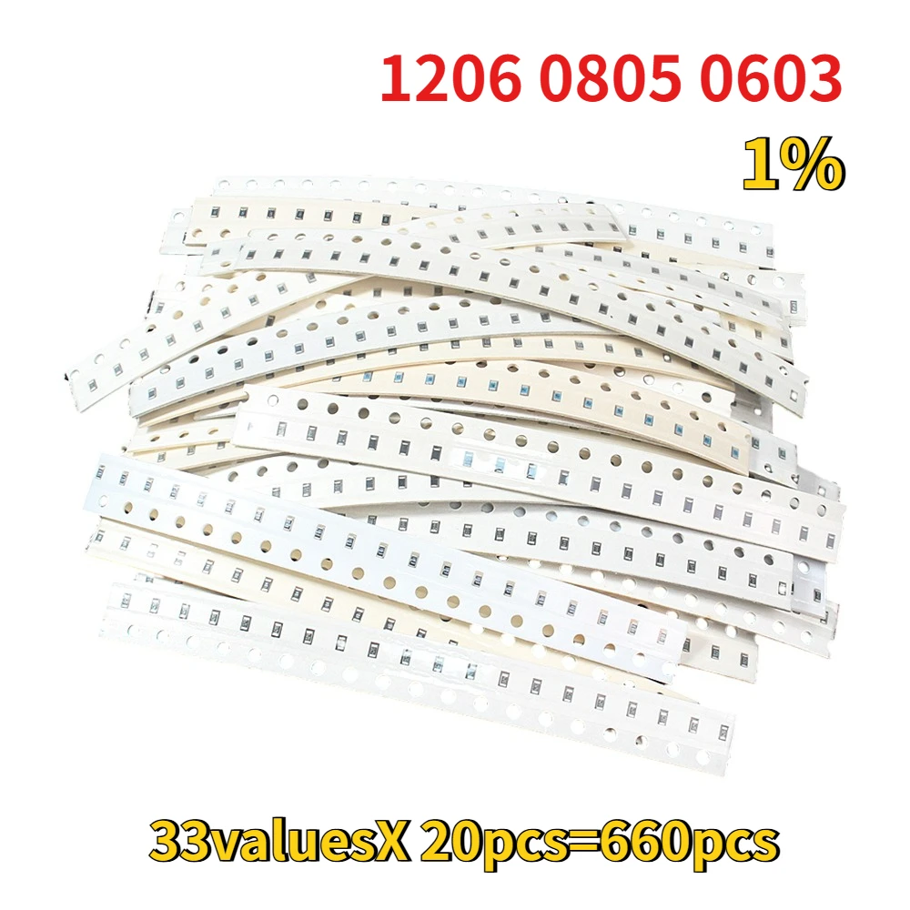 660pcs 1206 1% SMD Resistor 0805 0603 Resistors Assorted Kit 33 Values ...