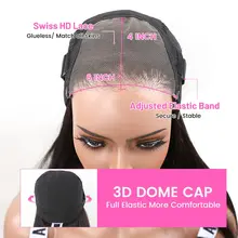 Wear Go Glueless Wig ISEE HAIR Malaysian Straight 6x4 HD Lace Closure Glueless Wig Human Hair ...