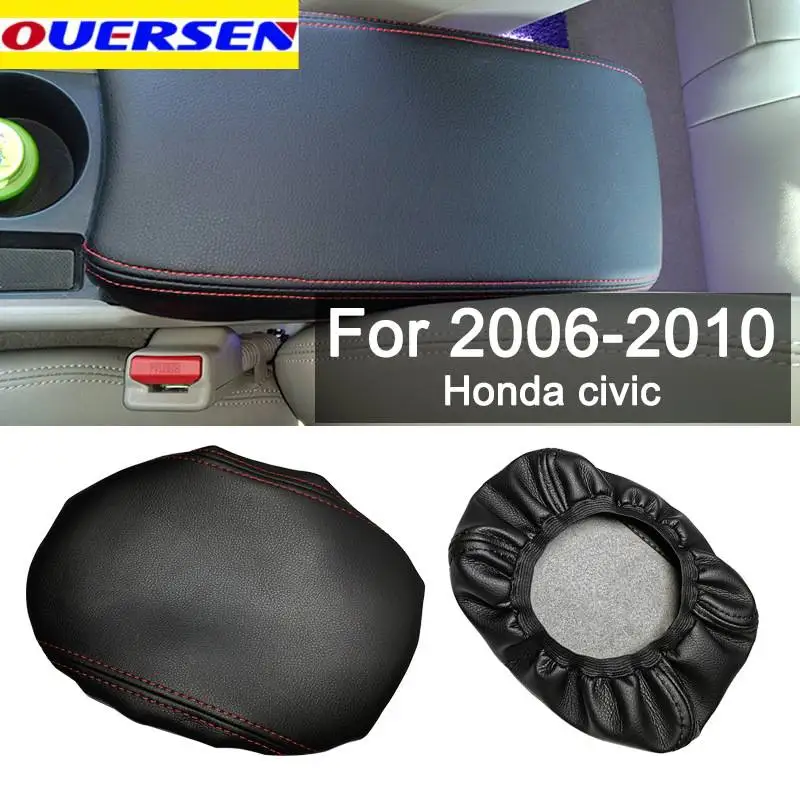 2012 Honda Civic Seat Covers Black Leather Center Console Lid Cover For ...