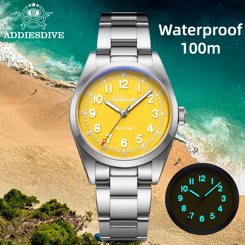 ADDIESDIVE Watches New Sapphire 36mm Quartz Wristwatch AR Coating BGW9 ...