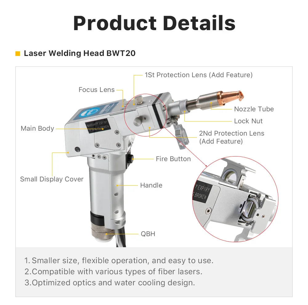 Qilin BWT20 Handheld Welding Gun 2000W Welding Head with V11 Control ...