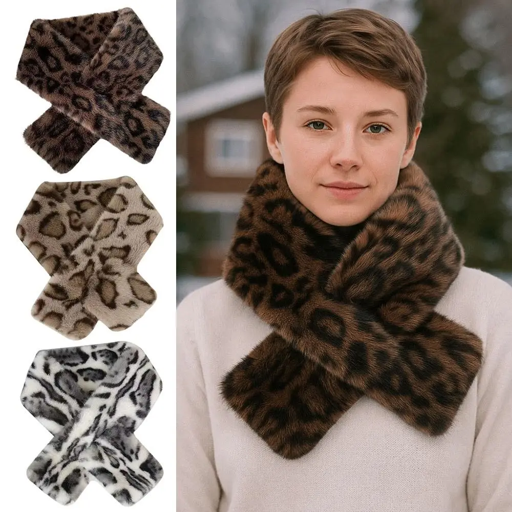 Outdoor Thicken Warm Leopard Print Scarf Soft Windproof Scarf Faux ...