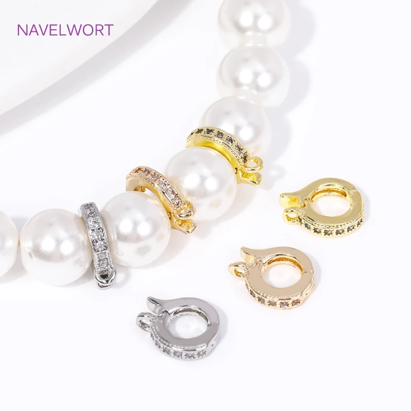 18K-Gold-Plated-Inlaid-Zircon-Hinged-Pendant-Enhancer-Bail-Clasps-Brass ...