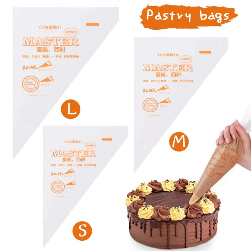 100pc-Disposable-Pastry-Bag-S-M-L-Piping-Bag-Icing-Fondant-Cake-Cream ...
