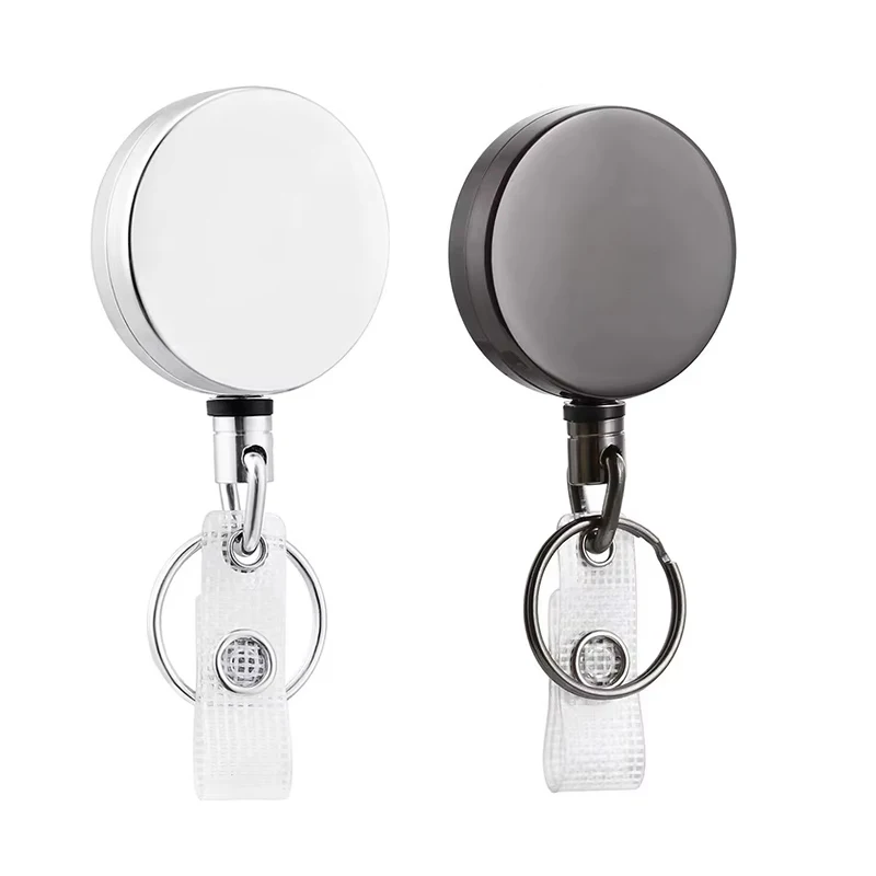Heavy Duty Retractable Metal Wire Keychain Pull Badge Reel ID Lanyard ...