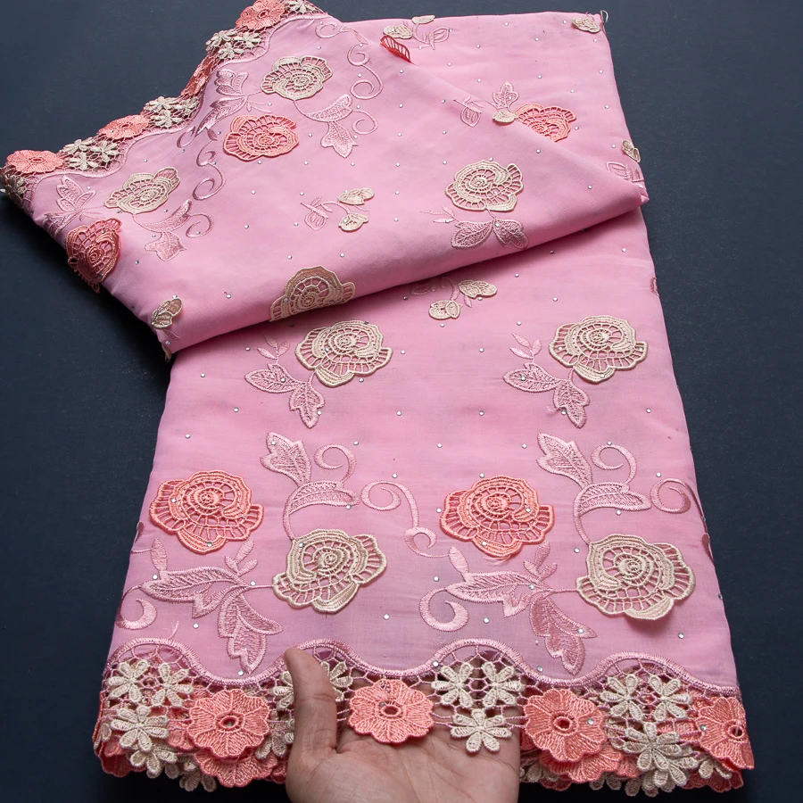 Pink African Lace Fabric High Quality 3D Flower Embroidery 2026 ...
