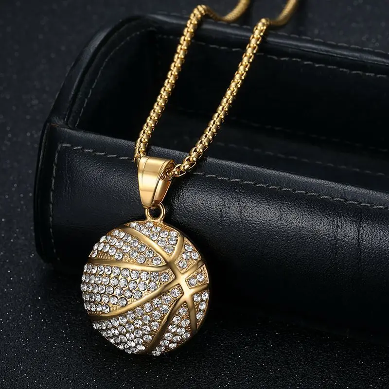 Stainless Steel Titanium Basketball Sports Hip Hop Pendant Collar ...