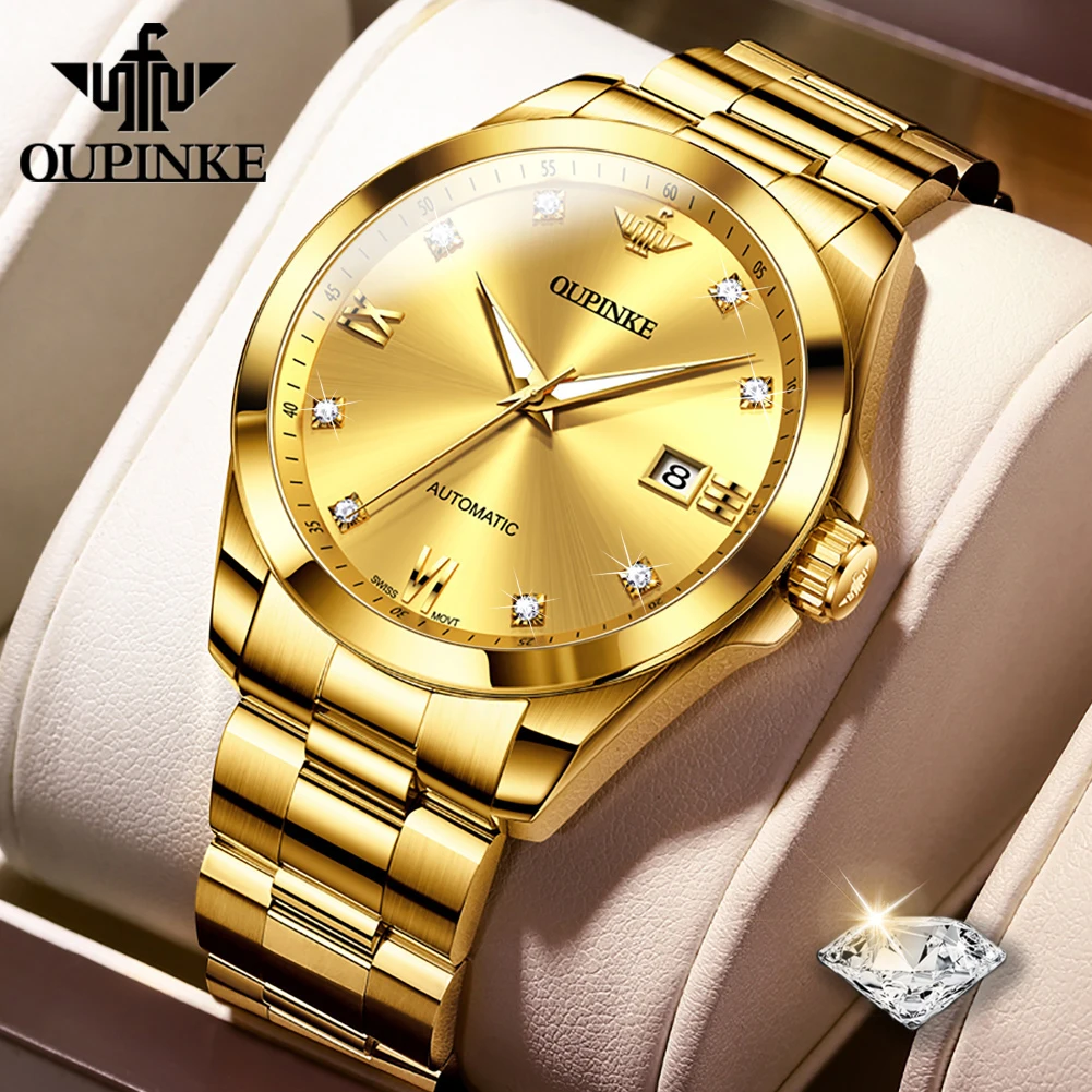Oupinke original automático relógios de ouro para homens luxo real ...