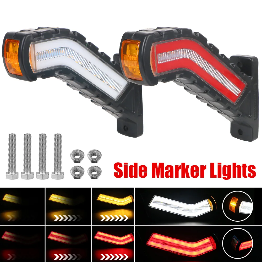 2 Pcs LED Side Marker Lights Universal Waterproof Turn Signal Lamp 12V ...
