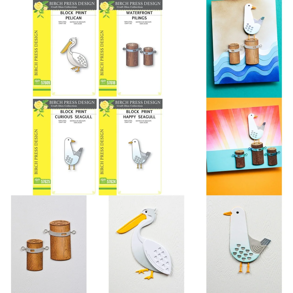 Block Print Seagull Waterfront Pilings Pelican Metal Cutting Dies DIY ...
