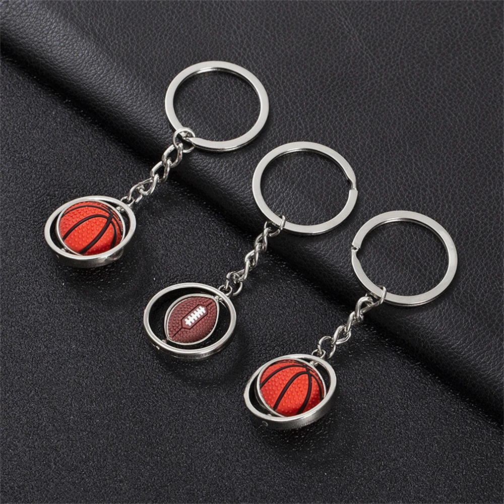 Rotating Mini Ball Keychain Basketball Football Golf Rugby Baseball ...