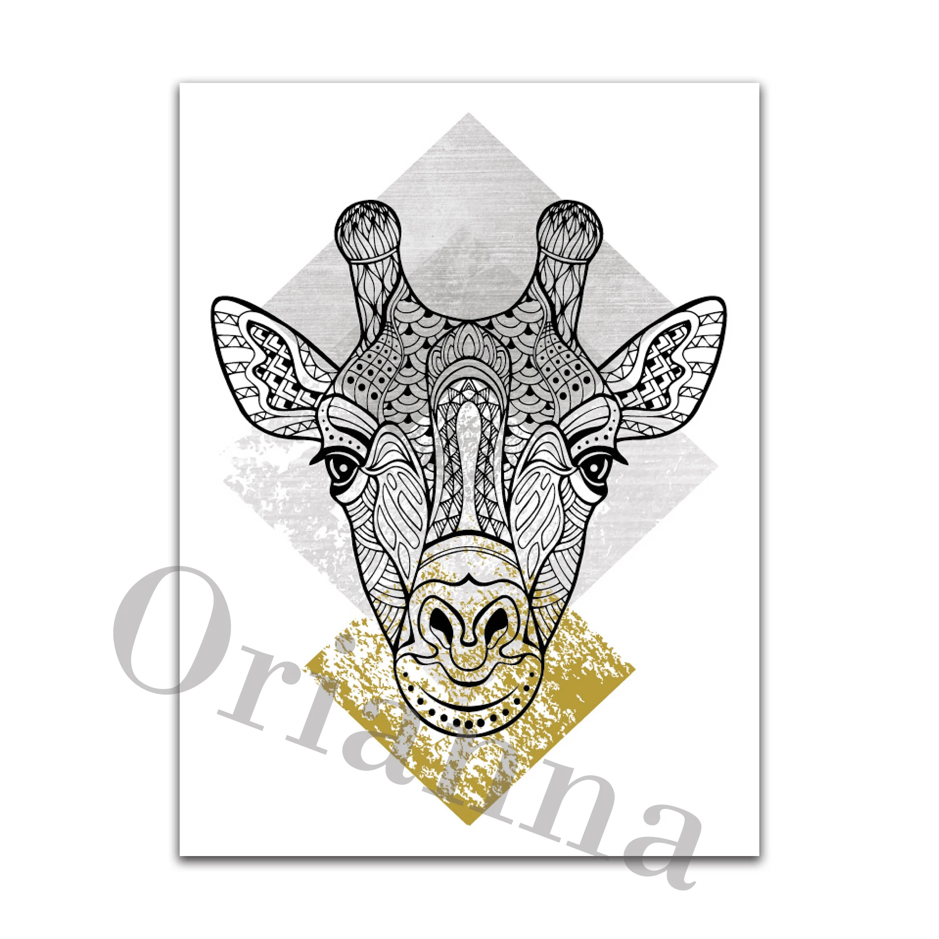 Aztec Giraffe Head Drawings