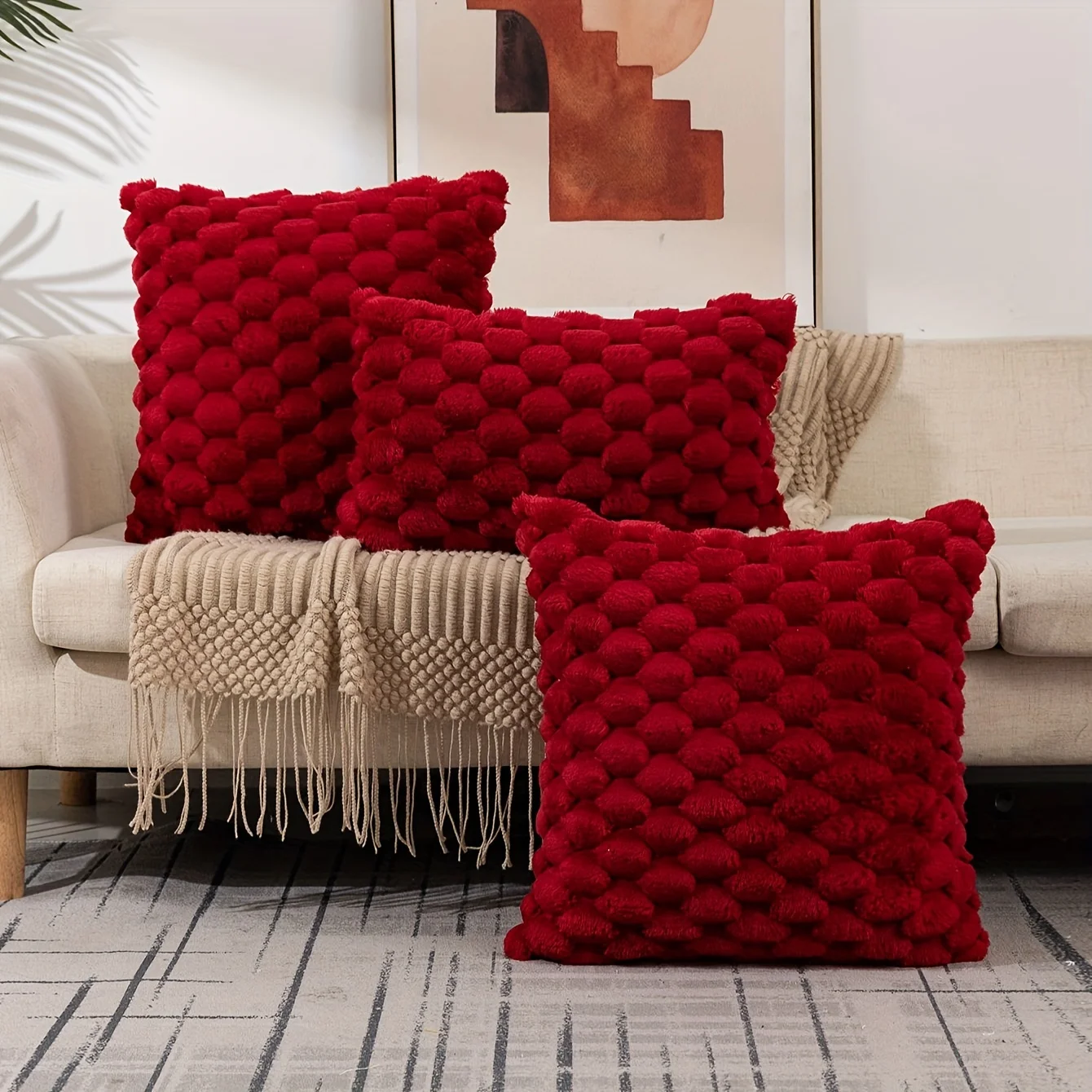 Plush-Soft-Pillowcase-Solid-Color-Cushion-Cover-Red-Throw-Pillow-Cover ...