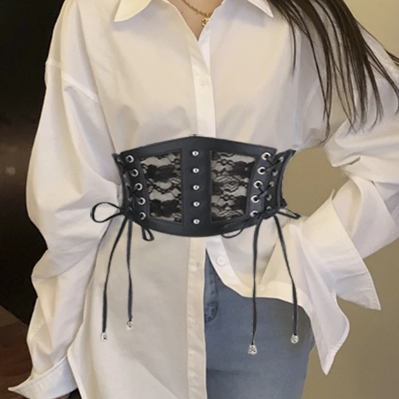 Black body sculpting Women's Wide Elastic tie rope girdle Stretch ...