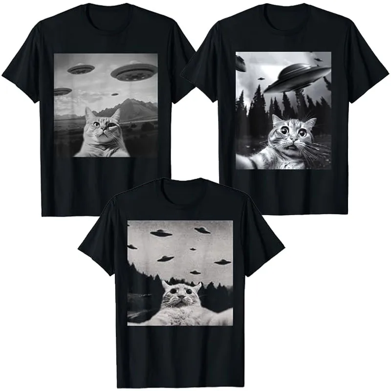 Alien-Cat-UFO-T-Shirt-Cat-Selfie-with-UFOs-Alien-Extraterrestrial-UFO ...