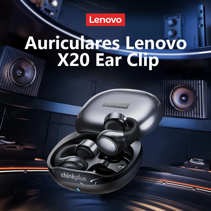 Lenovo auriculares inalámbricos X20 originales con Bluetooth 5,2, cascos con Clip para la oreja ...