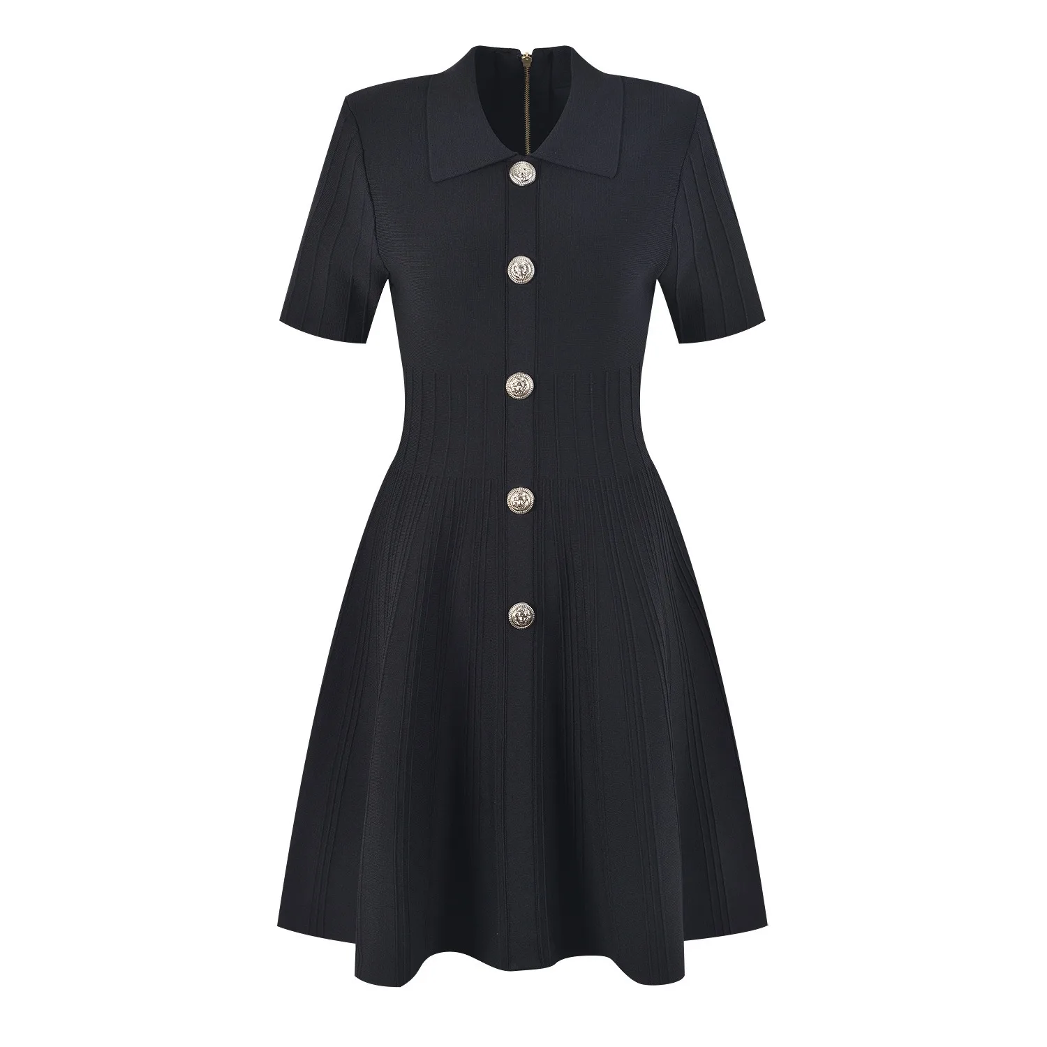 Summer-Short-Sleeve-Polo-Collar-Heavy-Knitting-Fabric-Solid-Black-White ...