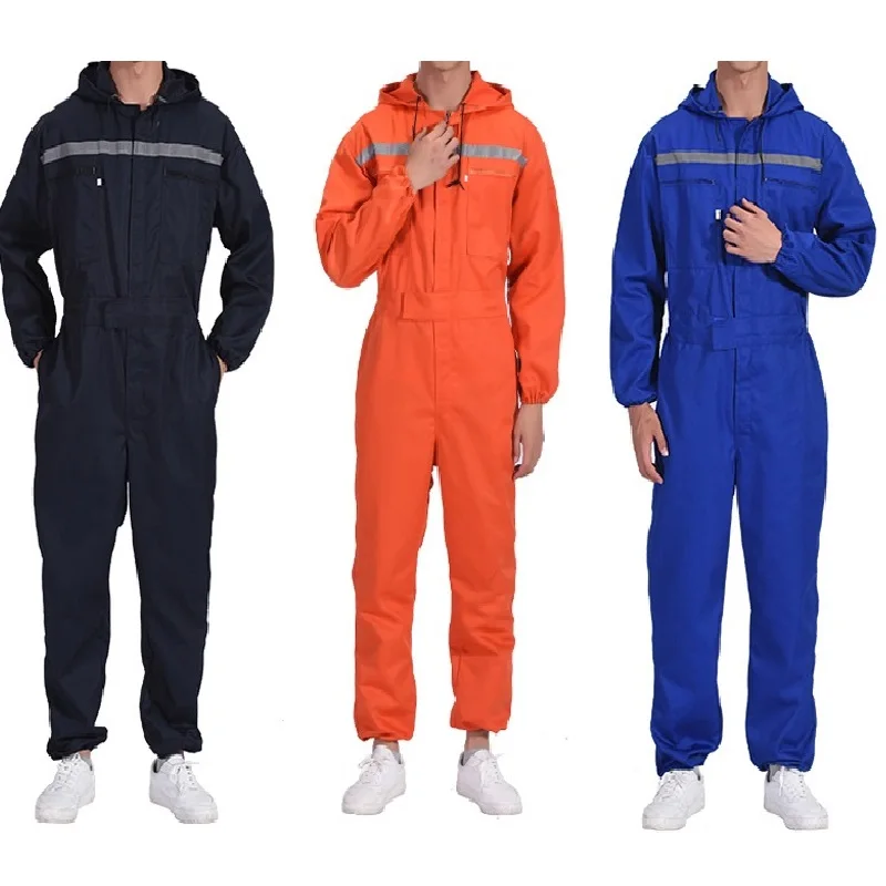 Work-Overalls-Hooded-Worker-Coveralls-Long-sleeves-Reflective-safety ...