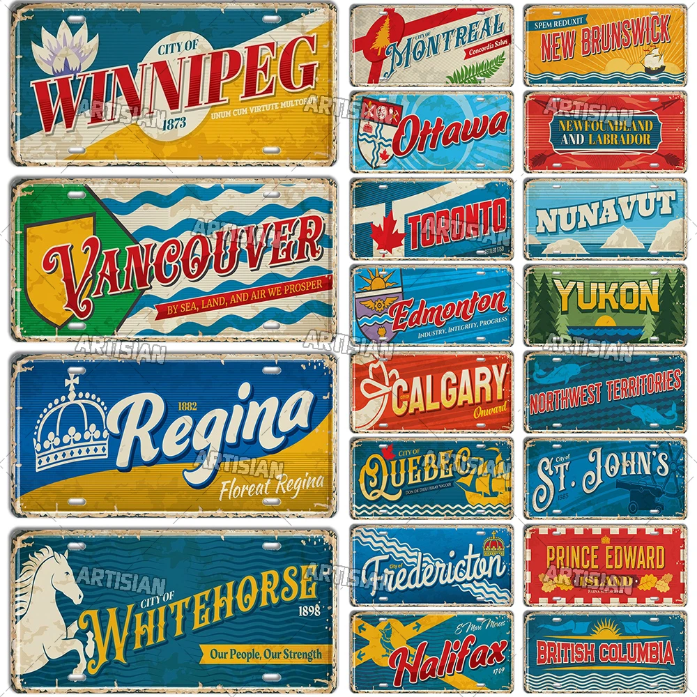 Artisian CANADA Ctiy Metal Sign Landmark License Plate Travel Car Plate ...