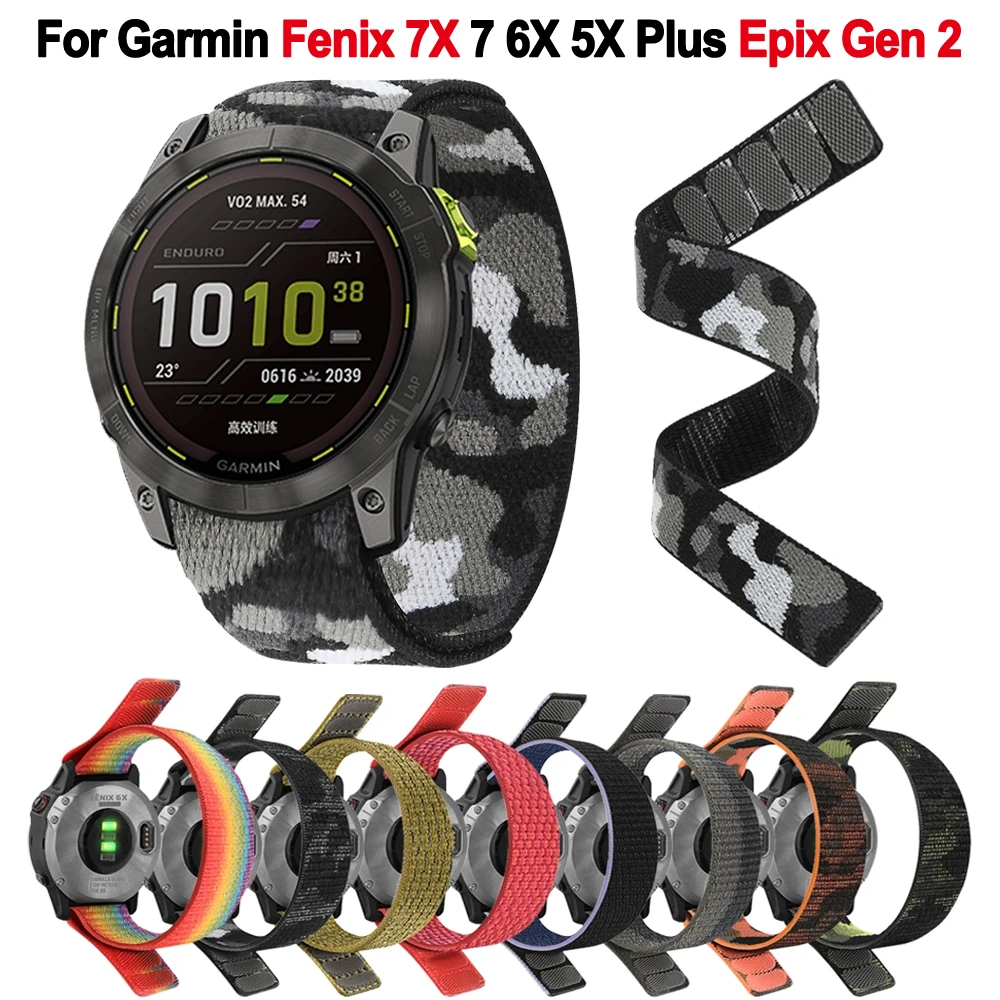 22 26mm Loop Nylon Strap For Garmin Fenix 7X 7 6X 6 Pro 5 5X Plus Epix ...