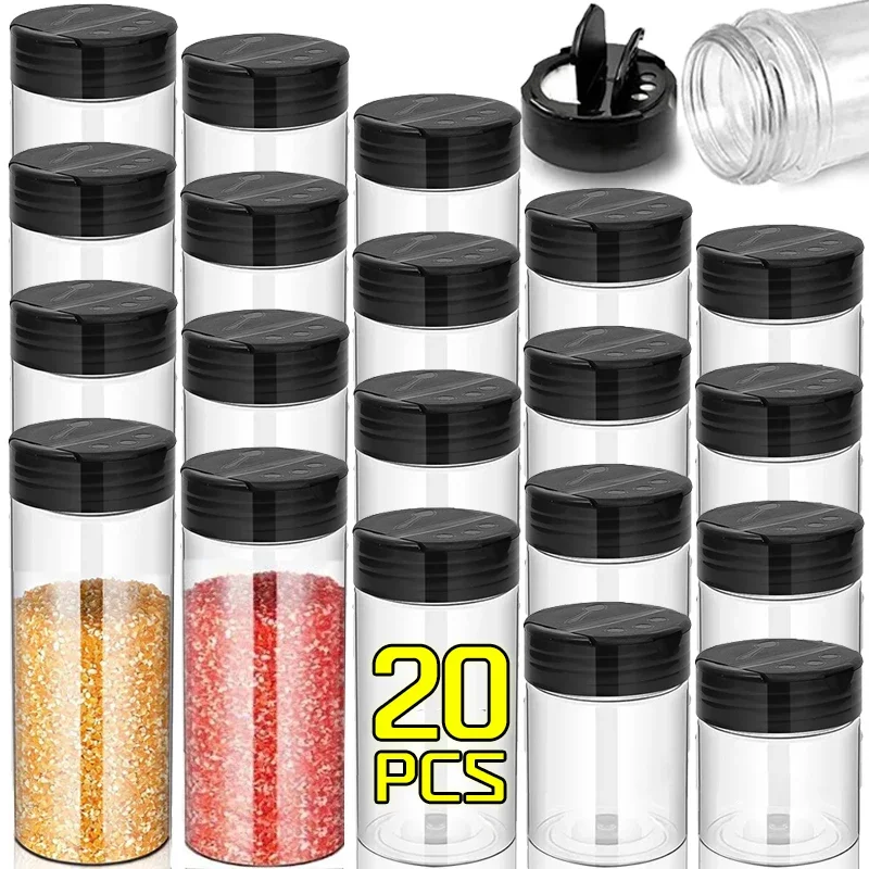 1-20PCS-Plastic-Spice-Jars-Containers-with-Cap-Seasoning-Powder-Shaker ...