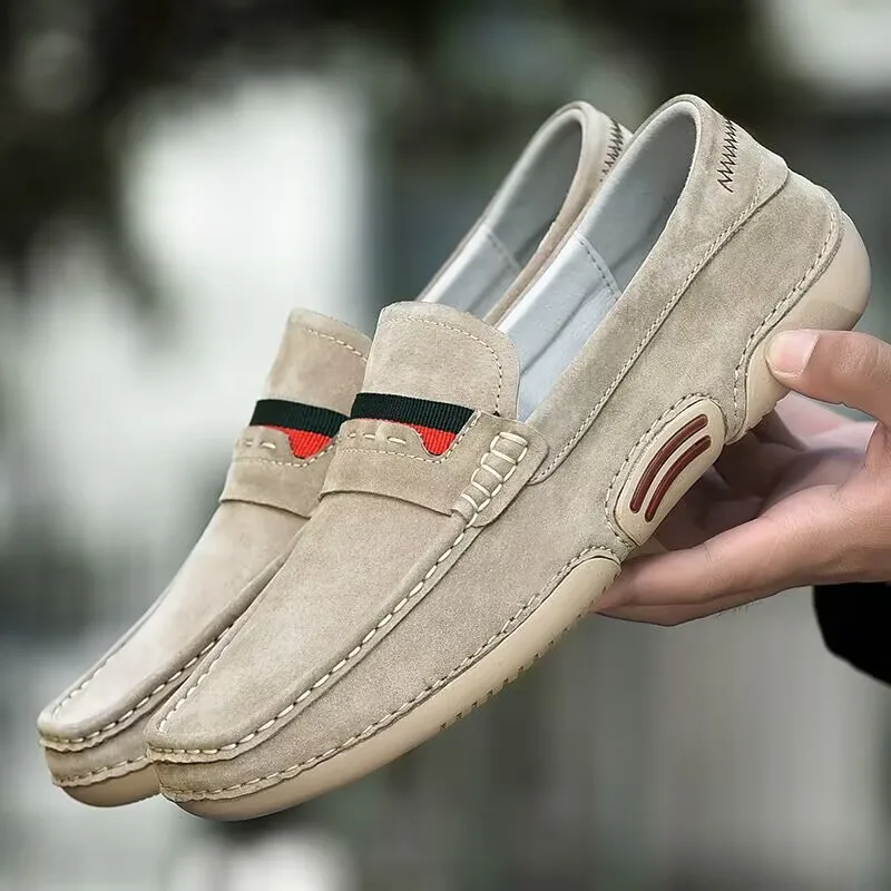 Suede Leather Men’s Loafers Luxury 2025 Casual Shoes for Men Boat Shoes ...