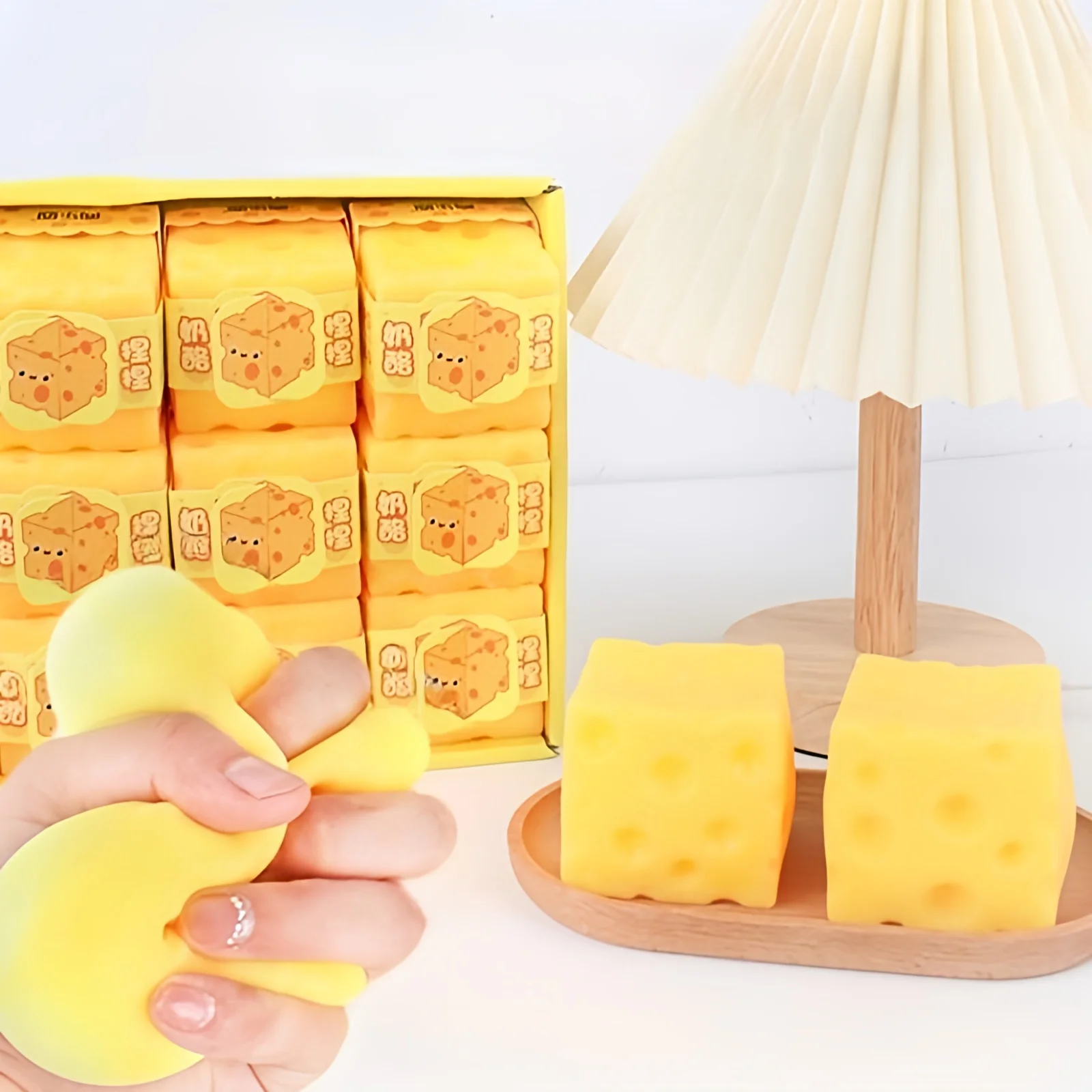 Squishy carré fromage presser jouets rebond lent pousser soulagement du ...