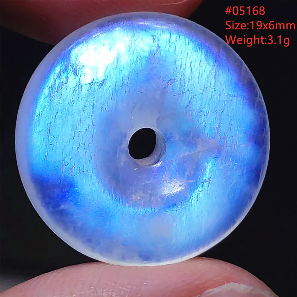 Natural Blue Light Moonstone Donut Pendant Women Men Round Moonstone ...