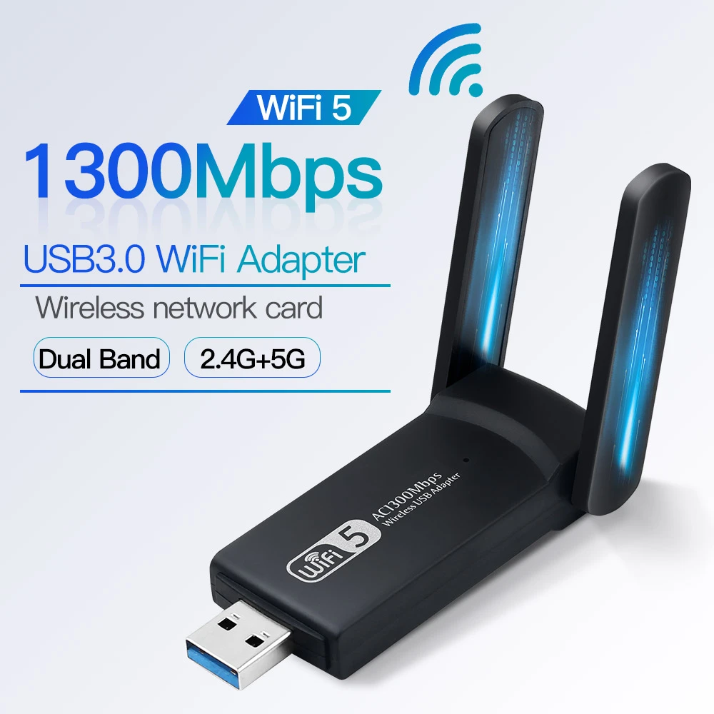 1300Mbps Mini USB Wifi Adapter Dual Band 5Ghz USB 3.0 Wi Fi Dongle ...
