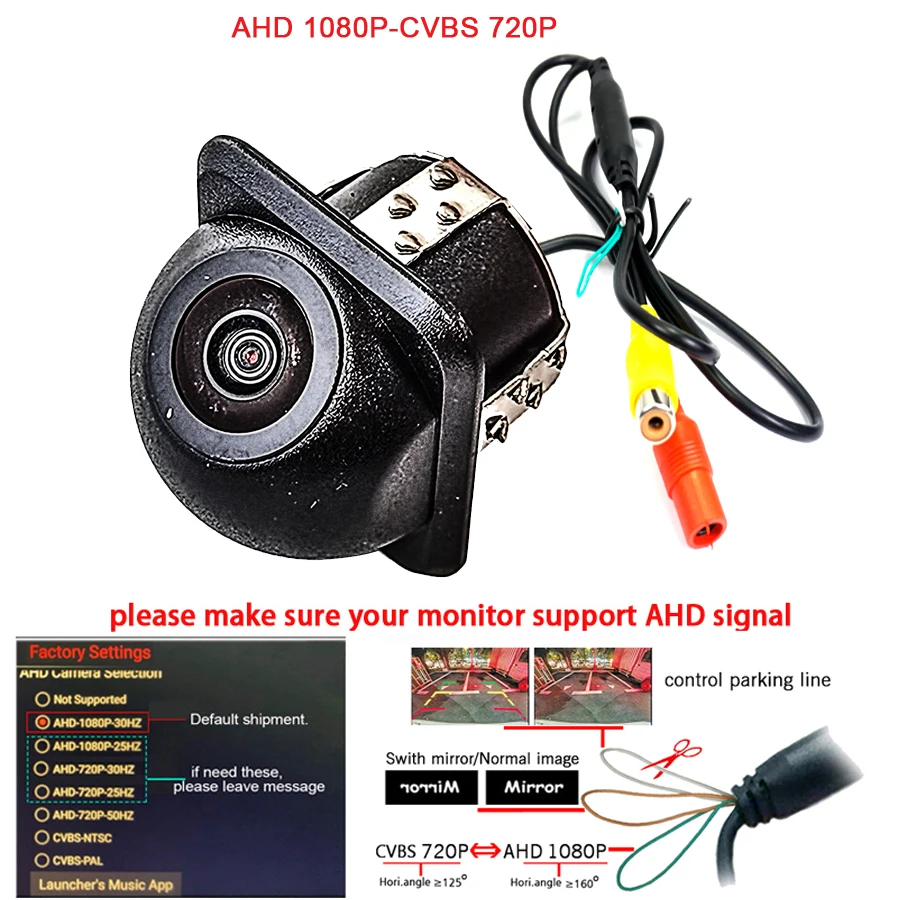 180degree 1080p Ahd Night Vision Car Camera Auto Reversing Rear View ...