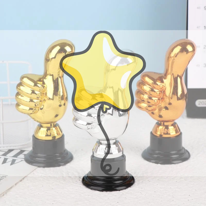 1 Piece Mini Victory Trophies Award Prizes Thumbs Up Trophy Plastic ...