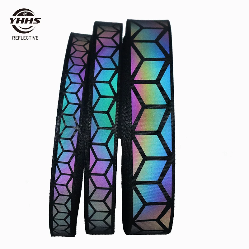 2.5cm Rainbow Reflective Webbing Customized Colorful Tape Magic ...