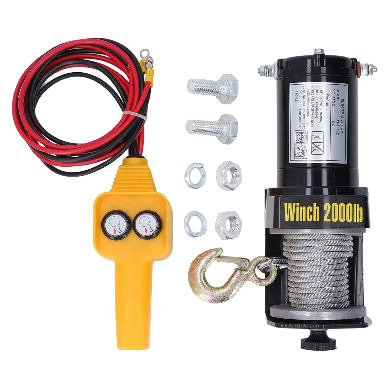 Electric Winch 24V 3000LBS Electric Steel Cable ATV Winch Kits with ...