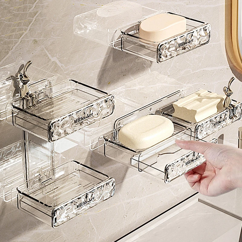 Wall-Mounted-Soap-Holder-Self-Adhesive-Soap-Rack-Bathroom-Soap-Dish-No ...