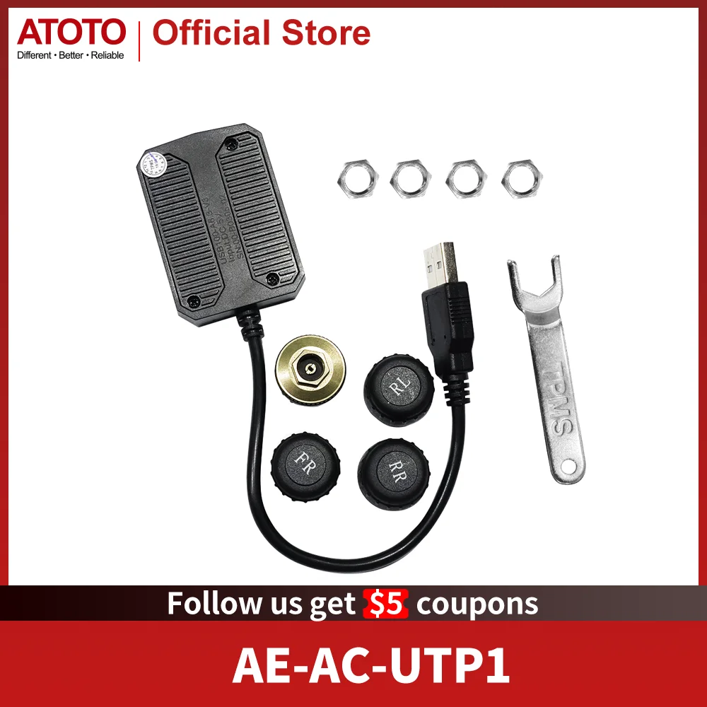ATOTO USB TPMS Tire Pressure Monitoring Sensors System AE-AC-UTP1 ...
