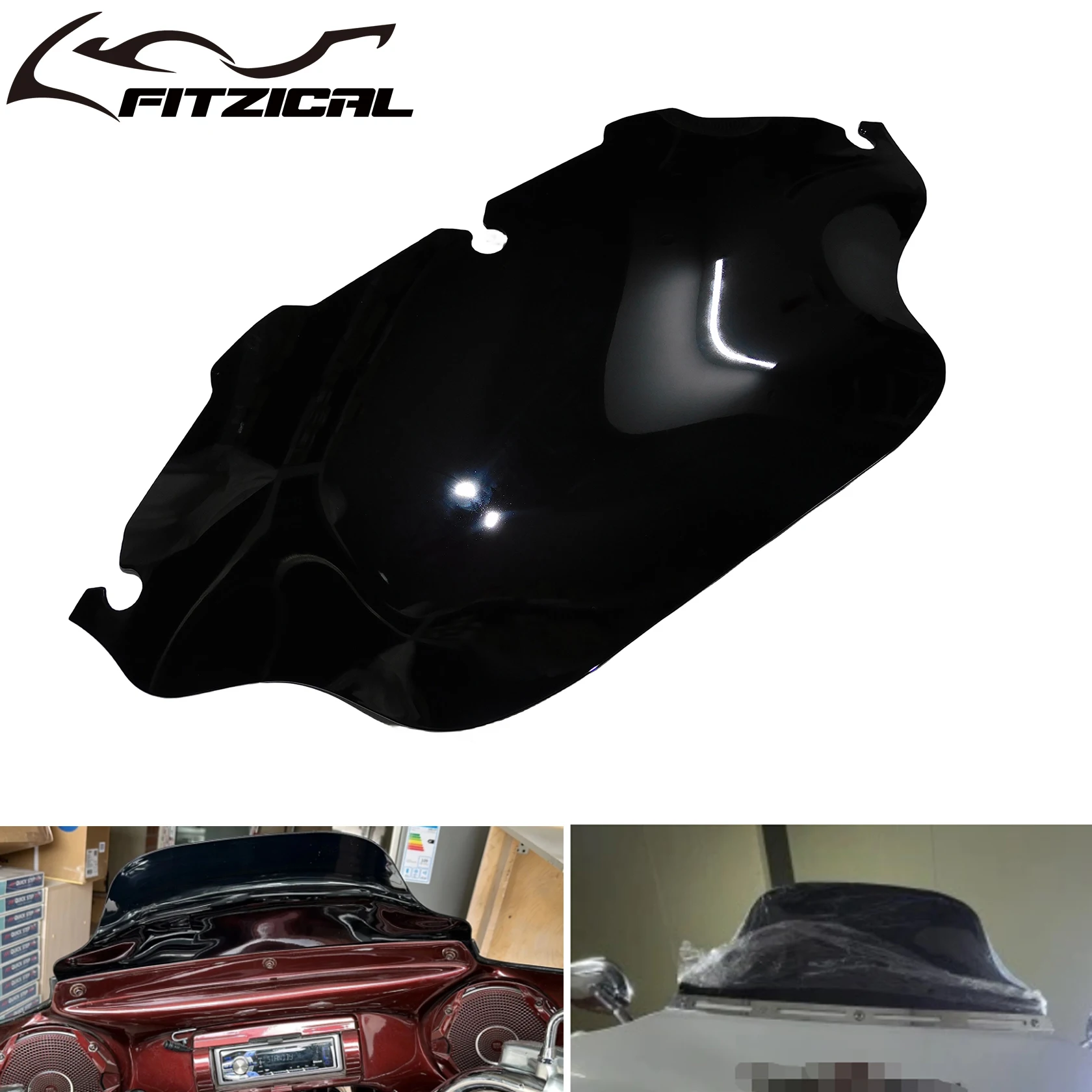 Motorcycle-8-Wave-Windshield-Fairing-Windscreen-Cover-Black-For-Harley ...