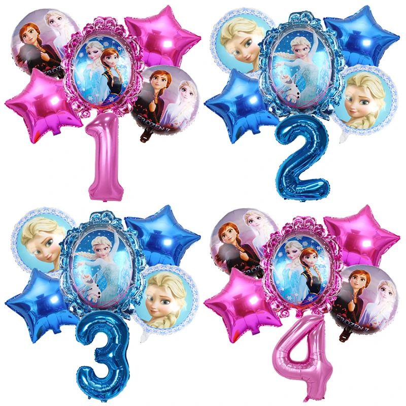 6 pcs Frozen Princess Aisha Balloon Decoration girl kids Birthday Party ...
