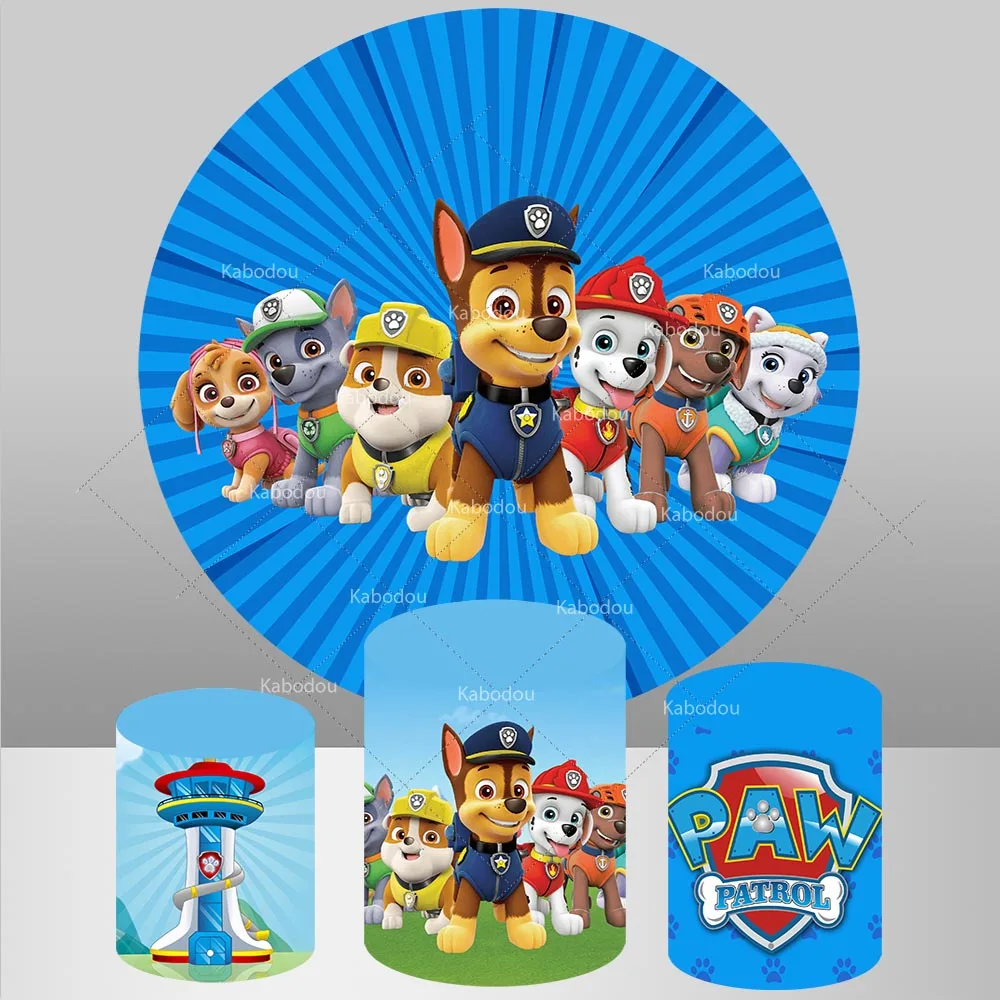 Paw-Patrol-Backdrop-Chase-Dogs-Round-Cover-Boy-Birthday-Party-Event ...