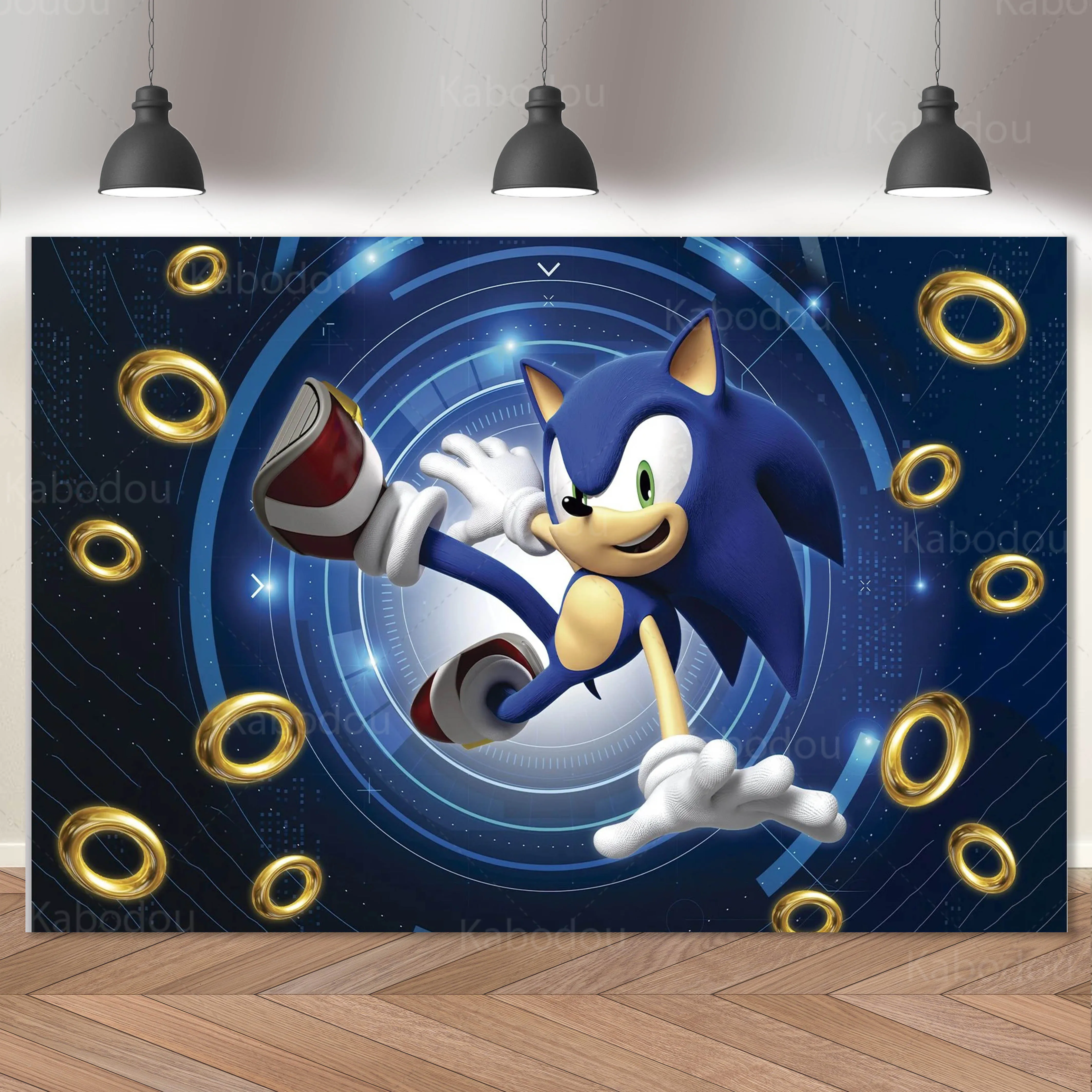 Sonic Blue Backdrop Boys Kid Birthday Party Decoration Lightning Banner ...