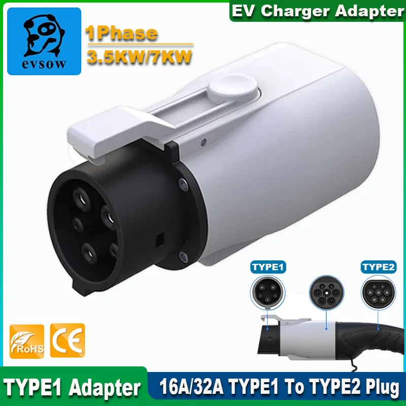 evsow-Type2-Car-Charger-Adapter-16A-32A-Type2-to-Type1-Adapter-For ...