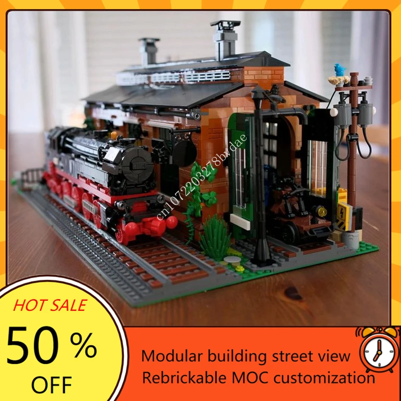 2331PCS-Old-Train-Engine-Shed-Modular-MOC-910033-Creative-street-view ...
