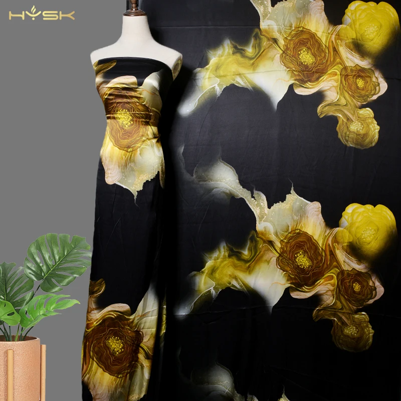 HYSK-Heavy-100-Mulberry-Pure-Silk-Crepe-Satin-Fabric-print-women-Dress-Cheongsam-seda-textile ...