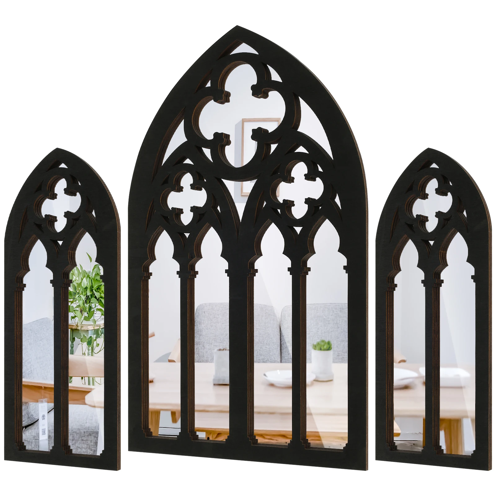 3Pcs-Gothic-Wall-Mirror-Decor-Cathedral-Arched-Decorative-Mirror-for ...