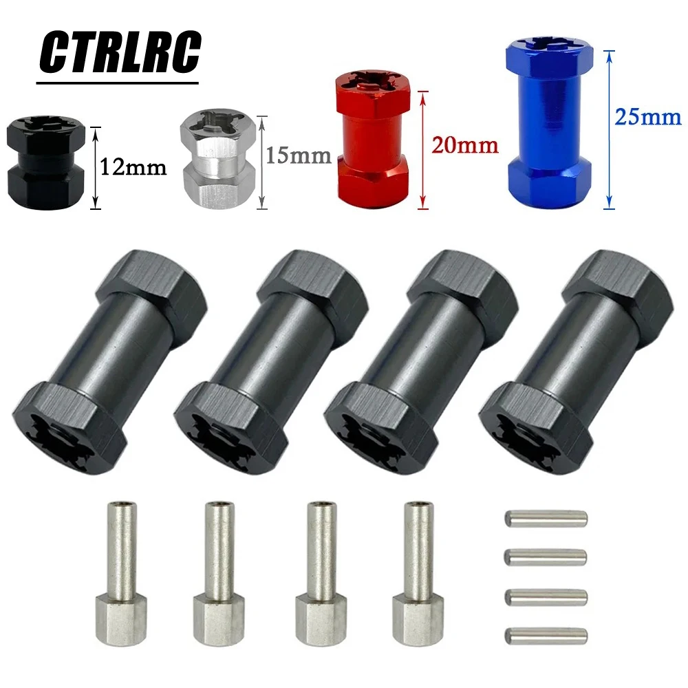 4PCS-Aluminum-12mm-Hex-Wheel-Hub-Drive-Adaptor-12-15-20-25mm-Extension ...