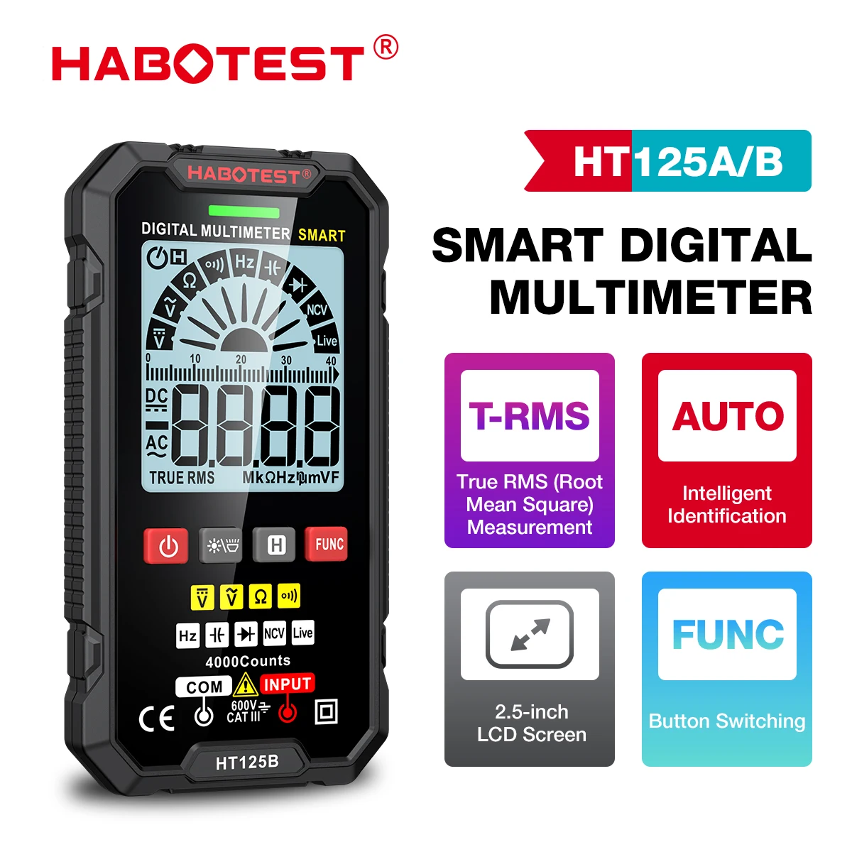 HABOTEST-HT125-Digital-Smart-Multimeter-4000-Counts-600V-AC-DC-Voltage ...