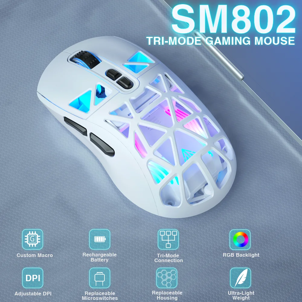SOLAKAKA-SM802-Wireless-Gaming-Mouse-10000-DPI-Customized-Macro ...