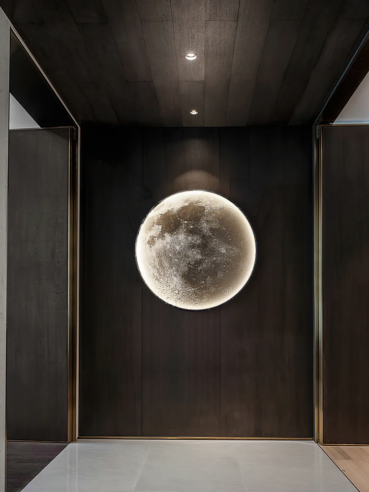 Moon Wall Lamp Living Room Background Wall Modern Simple Wall Painting ...