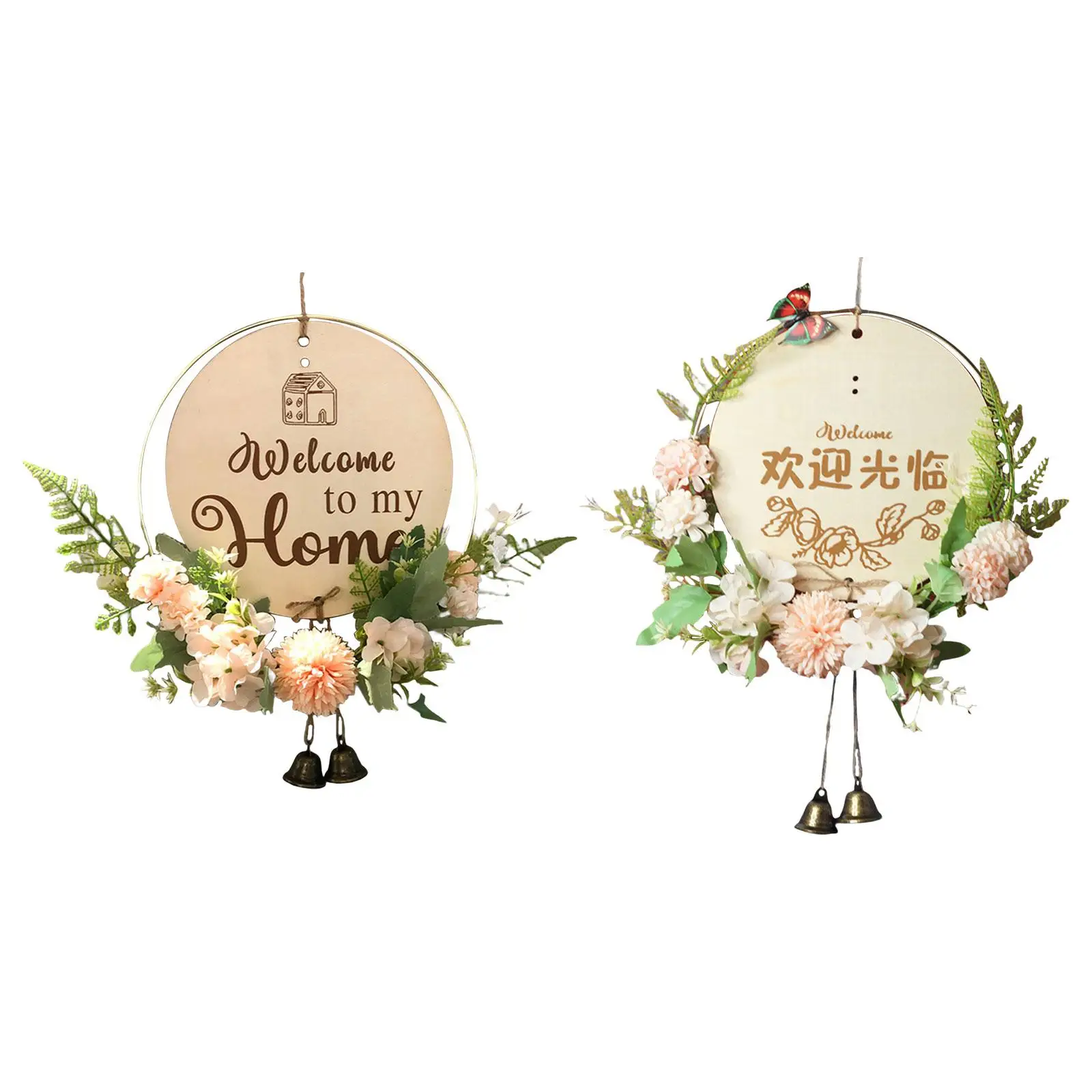 Welcome Sign Wreath Decorative Door Wreaths Farmhouse Garland with ...