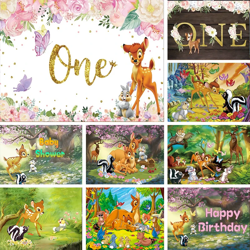 Disney-Bambi-One-Backdrop-For-Girls-1st-Birthday-Party-Baby-Shower ...