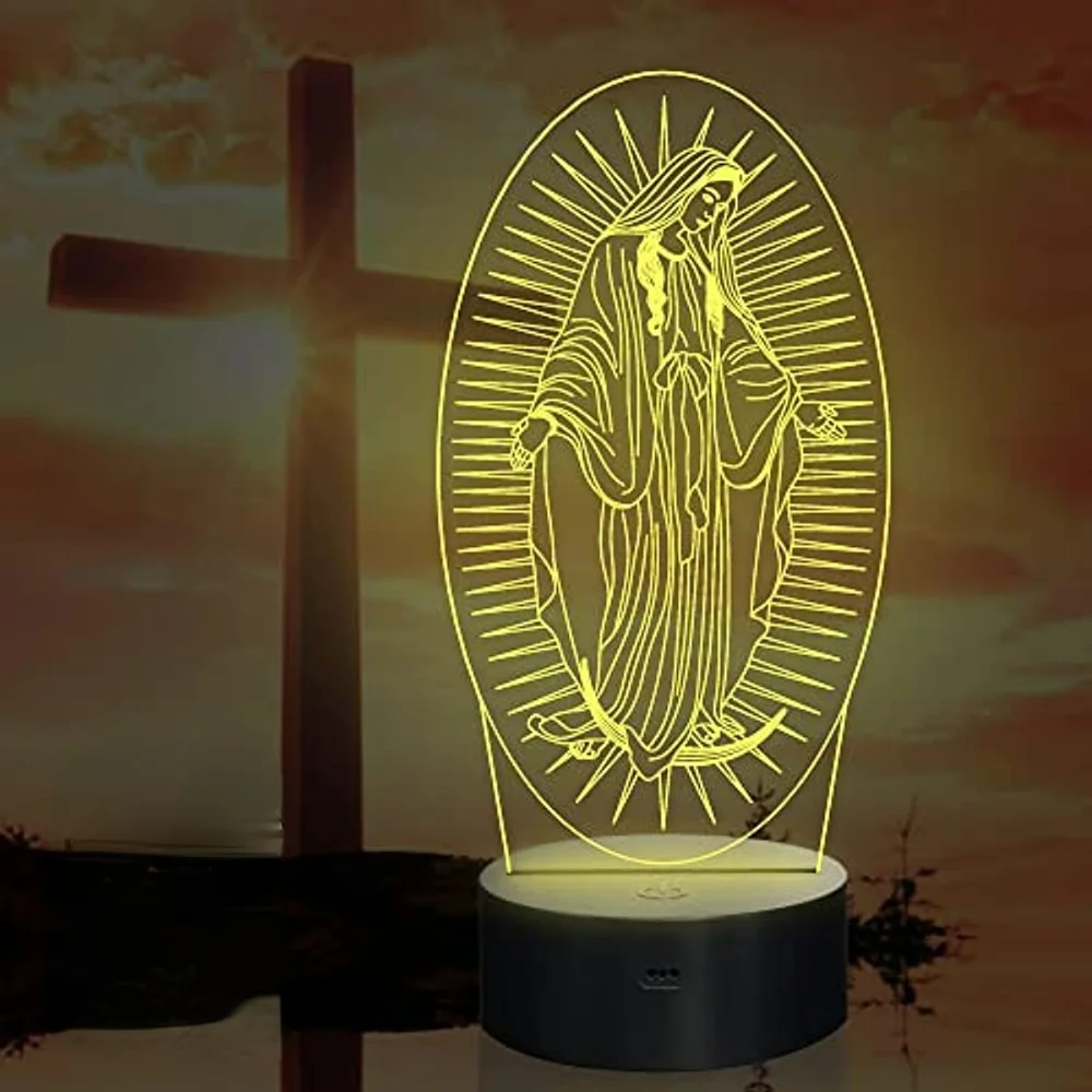 Virgin Mary Night Light 3d Illusion Hologram Lamp 16 Color Changing ...
